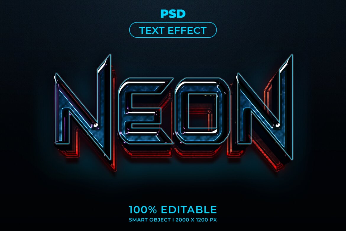 Neon 3d Psd Editable Modern Style Text Effect (4) | Deeezy