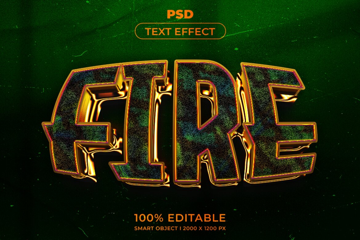 Fire 3d Psd Editable Modern Style Text Effect (2) | Deeezy