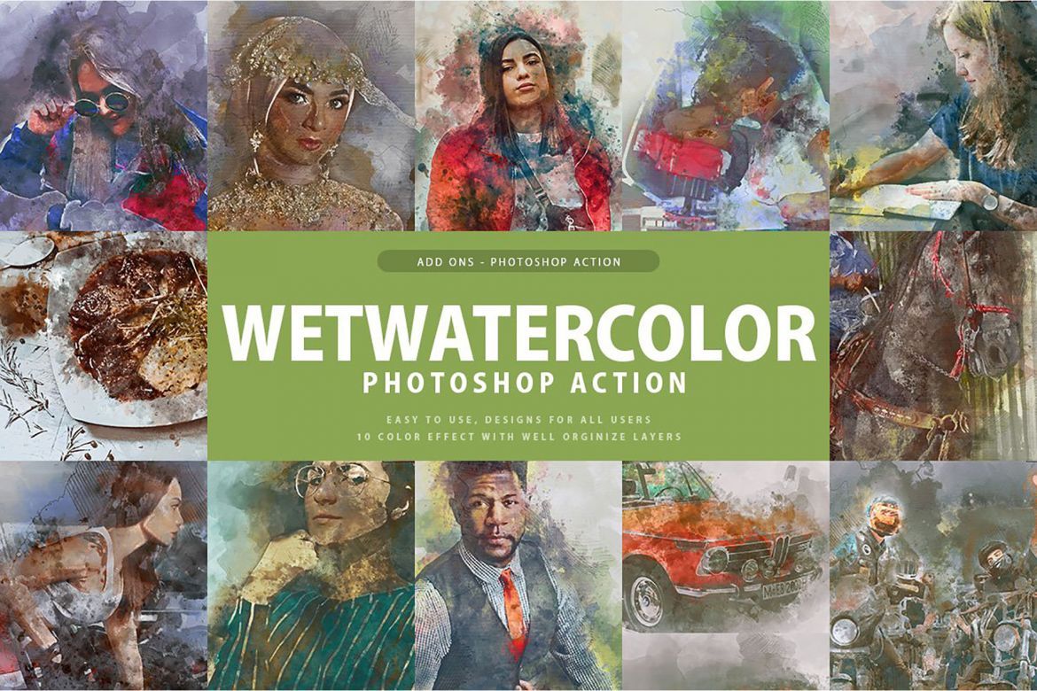 Wet Watercolor Photoshop Action | Deeezy