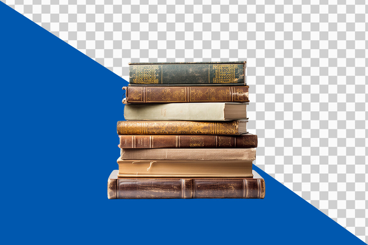 Stack of old books on transparent background PNG image | Deeezy