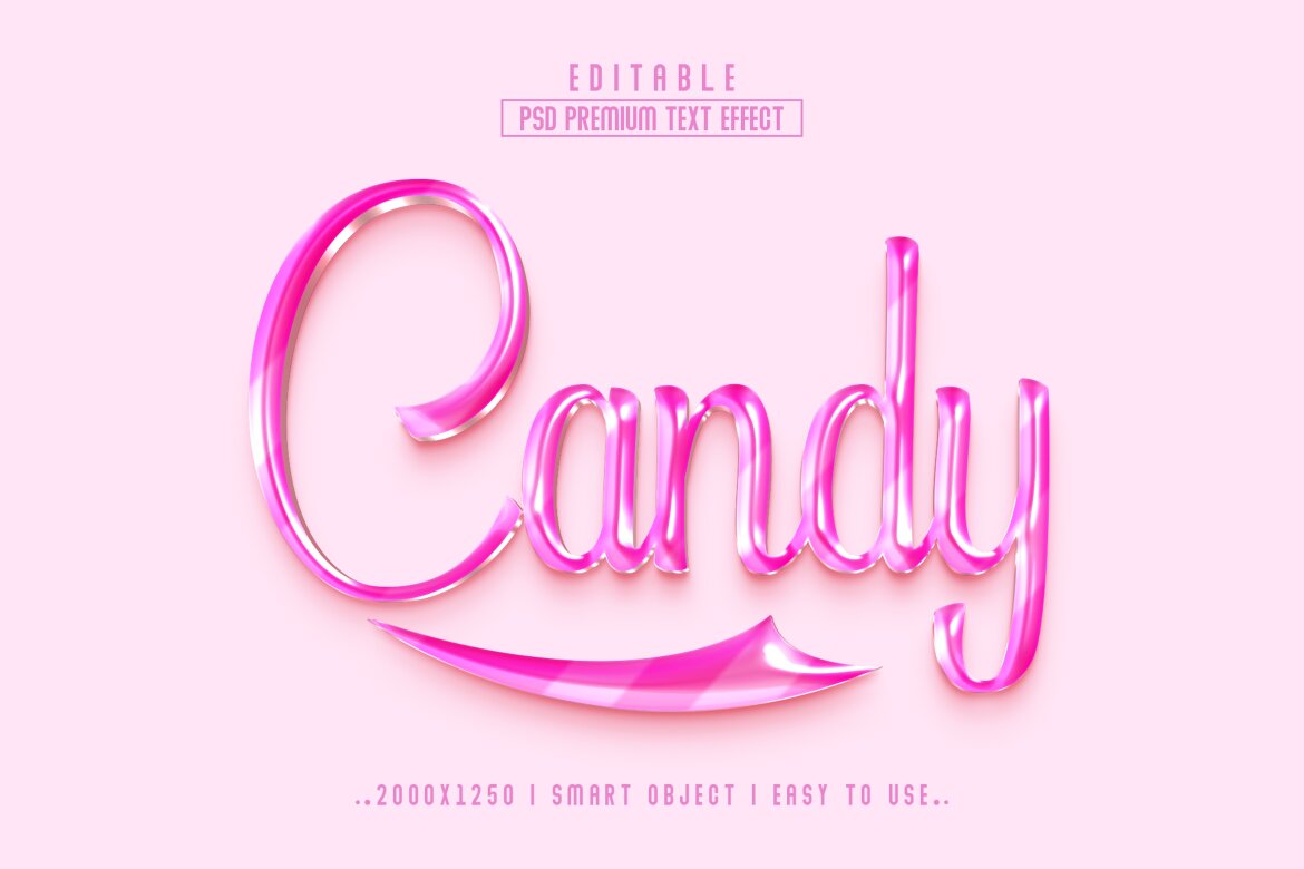 Candy 3d Psd Editable Modern Text Effect Style (3) | Deeezy