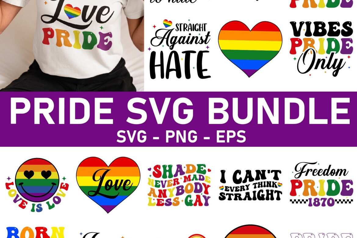 Gay Pride Svg Bundle, LGBT Svg Bundle, Pride Rainbow Svg, Rainbow Heart ...
