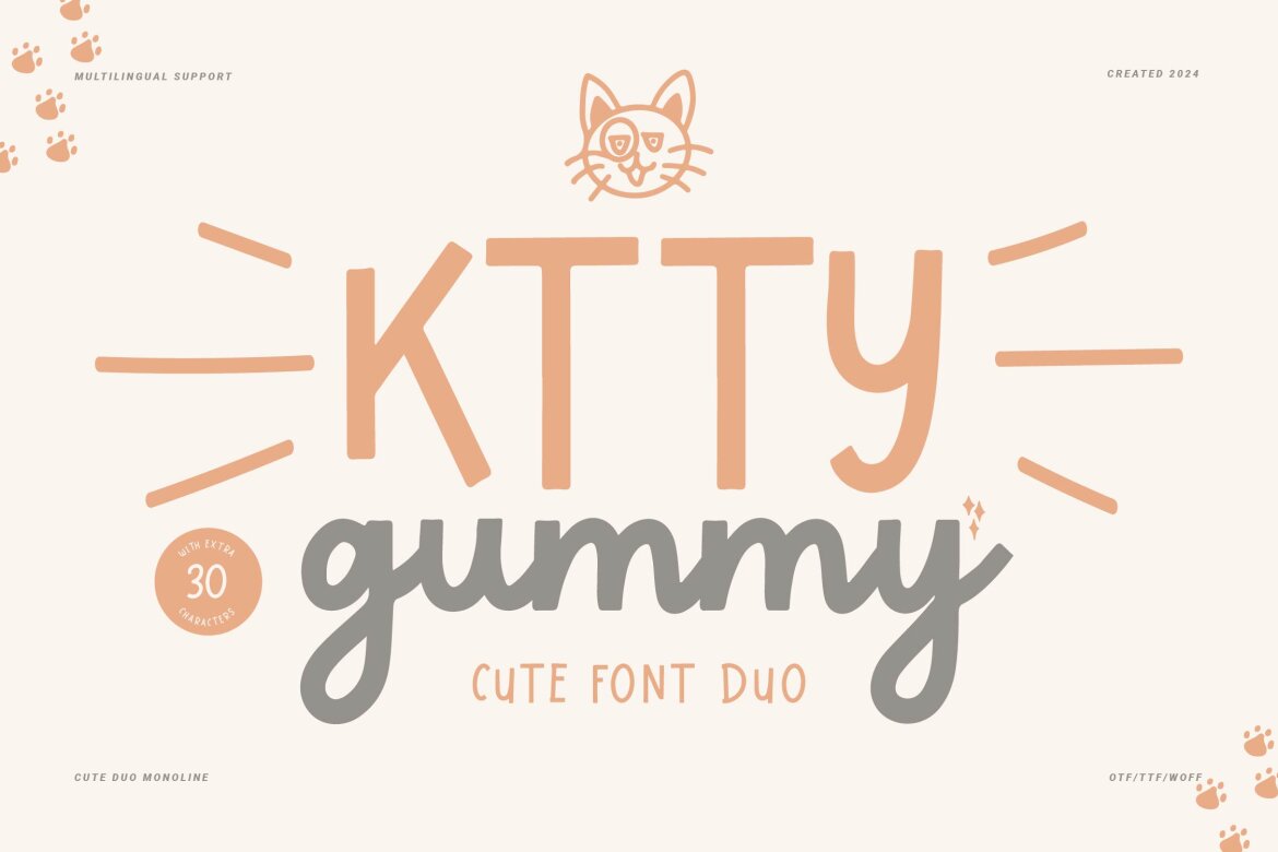 Ktty Gummy | Cute Font Duo | Deeezy