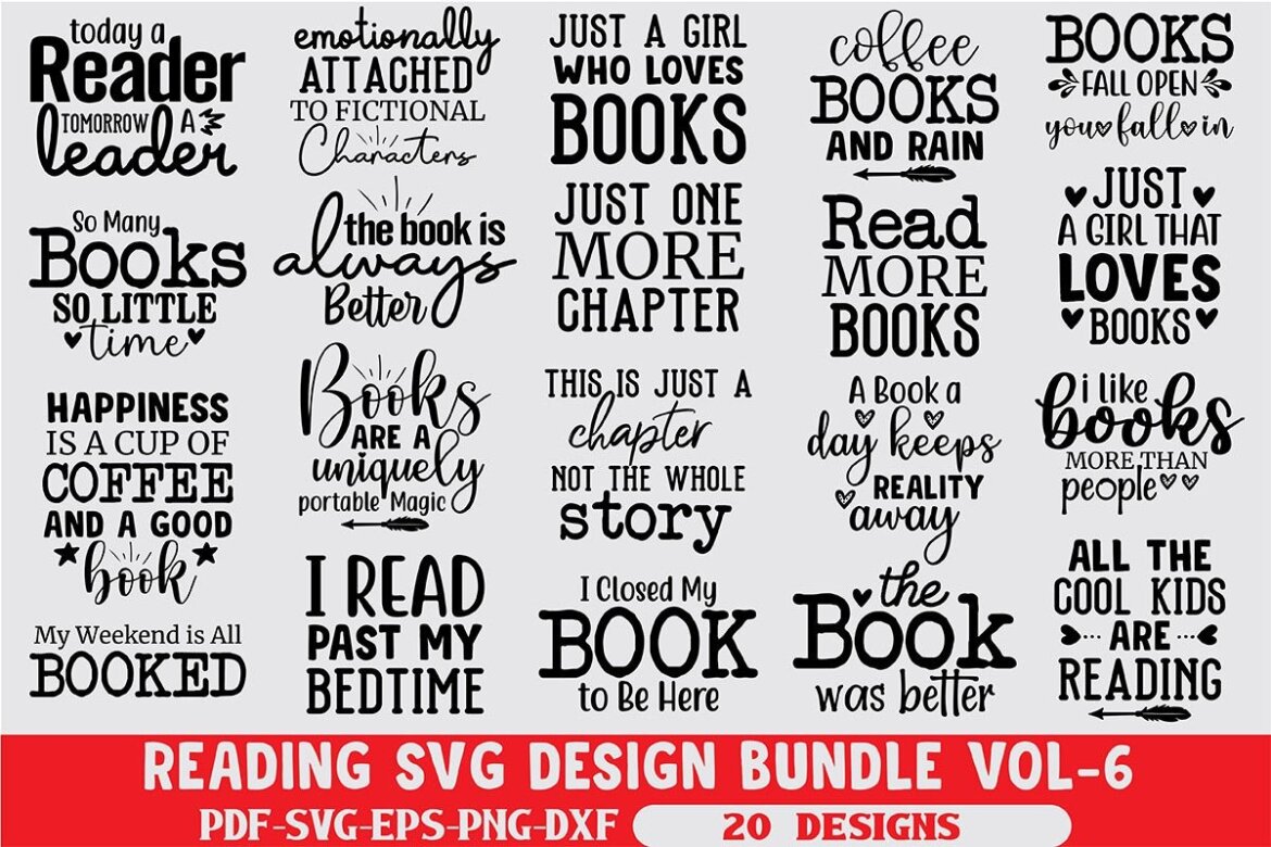 Reading SVG Design Bundle | Deeezy