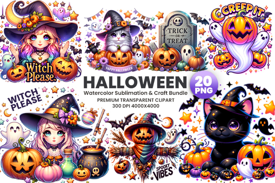 Halloween Season Sublimation Clipart PNG Bundle | Deeezy