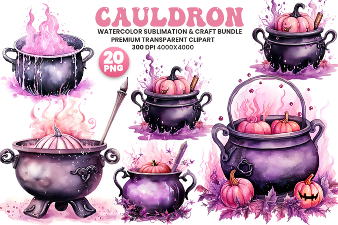 Halloween Cauldron FREE Clipart PNG Bundle | Deeezy