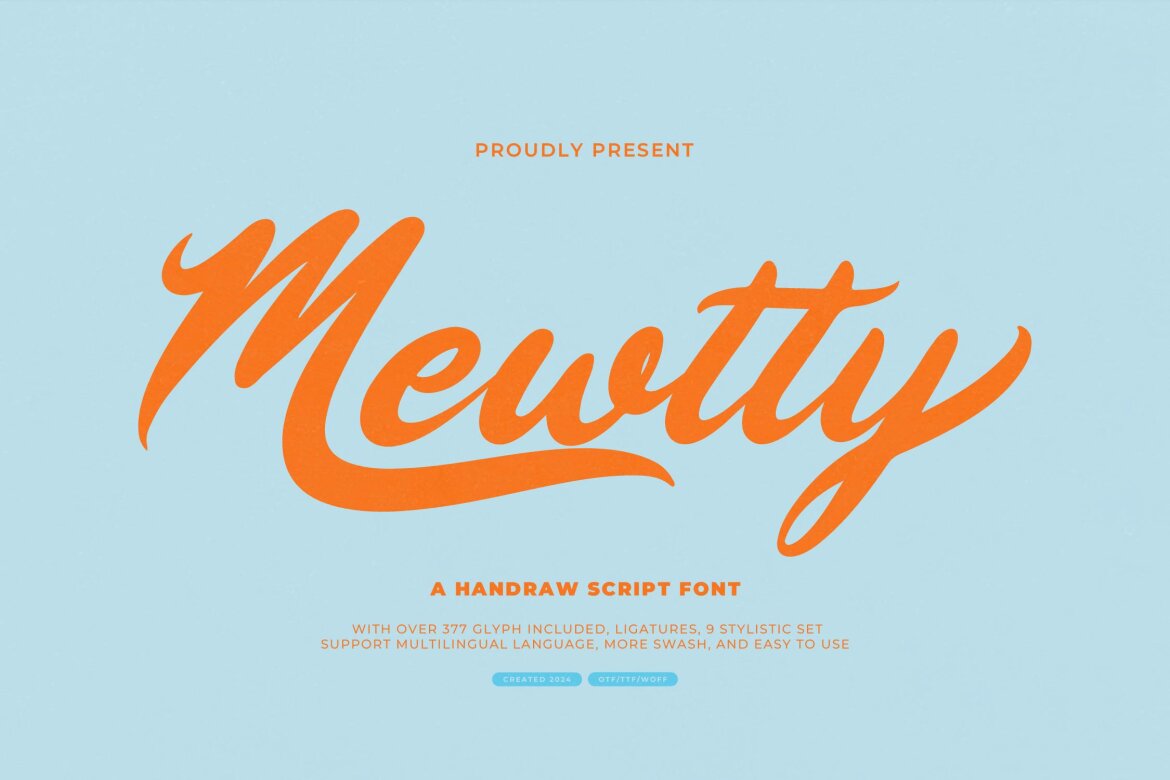 Mewtty | Hand Drawn Script Font | Deeezy