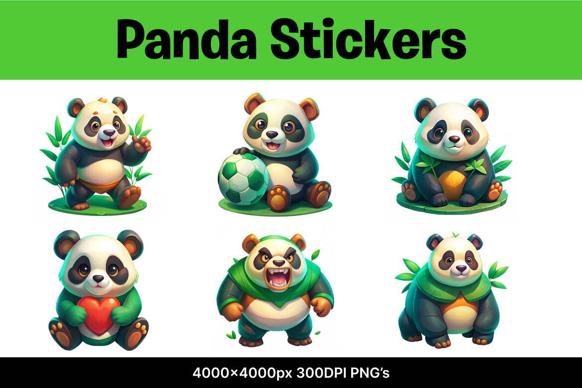 Cute Chibbi Panda Stickers Pack | Deeezy
