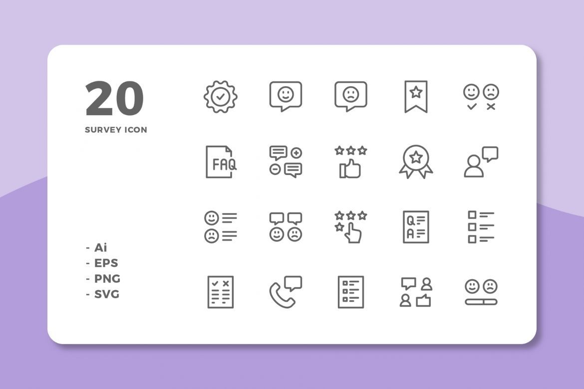 60 Survey Icons (3 Style) | Deeezy
