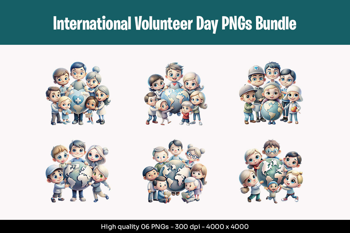 International Volunteer Day Designs PNG Bundle | Deeezy