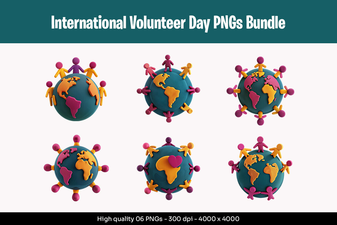 International Volunteer Day Designs PNG Bundle | Deeezy