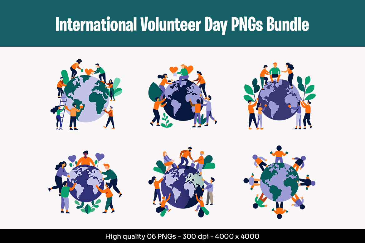 International Volunteer Day Designs PNG Bundle | Deeezy