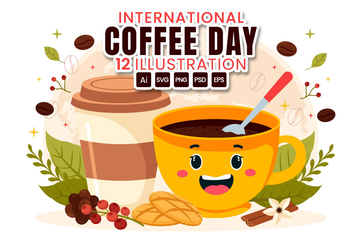 12 International Coffee Day Illustration | Deeezy