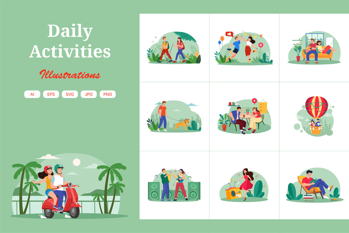 M621_Daily Activities Illustration Pack 2 | Deeezy