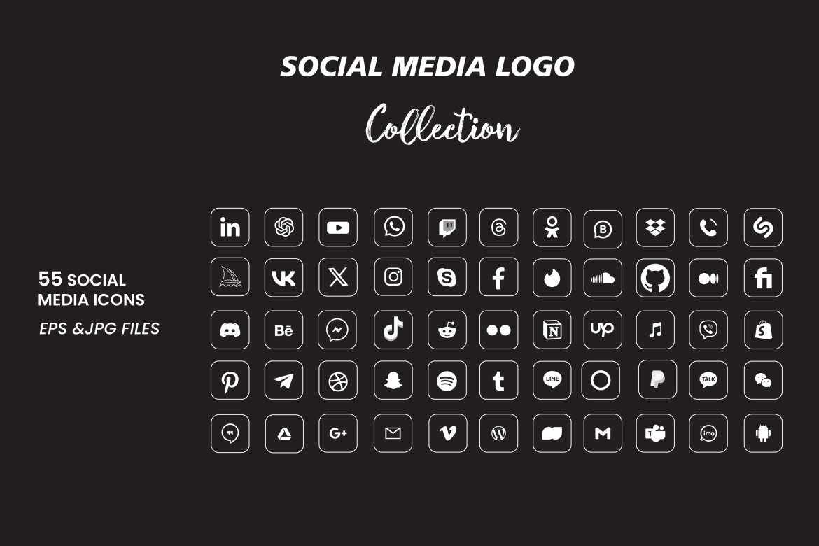 Rounded Square Social Media Icons Set | Deeezy