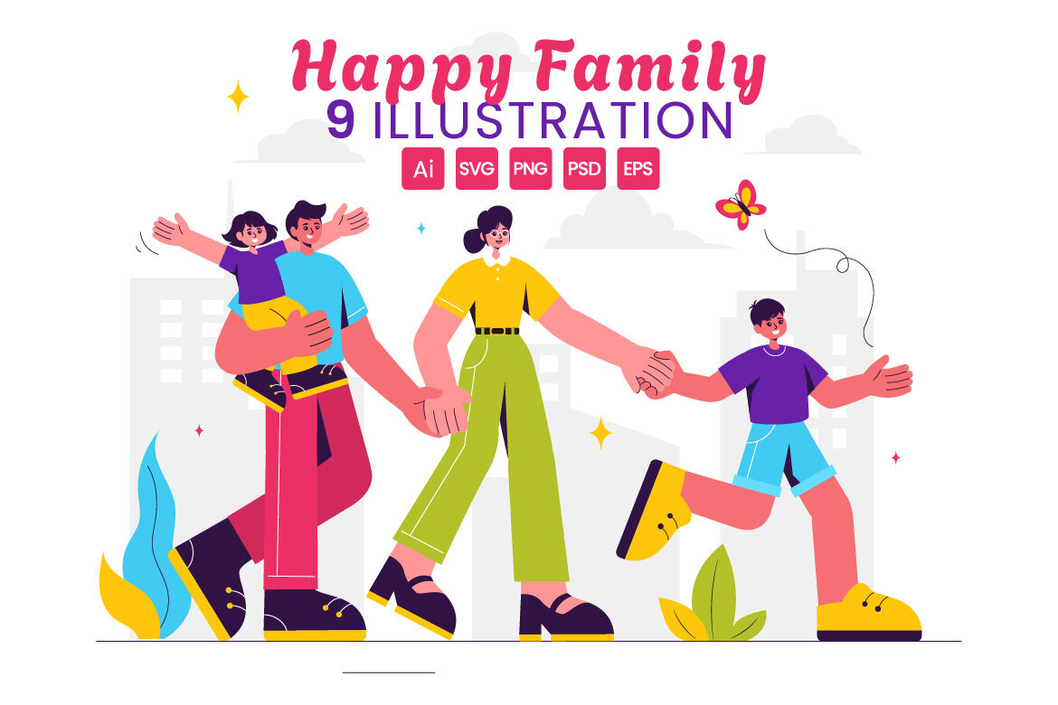 9 Happy Family FREE Illustrations | Deeezy