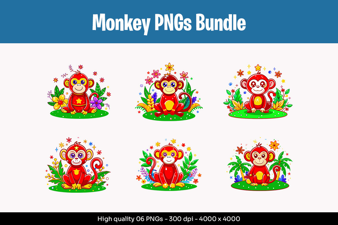 Monkey Designs PNG Bundle | Deeezy