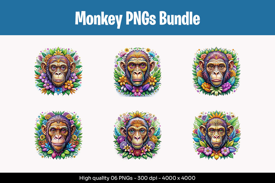 Monkey Designs PNG Bundle | Deeezy