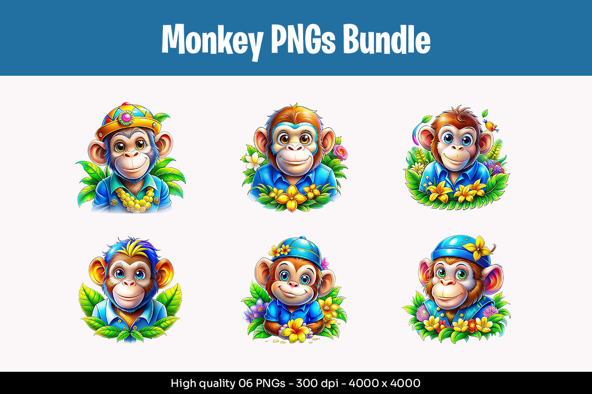 Monkey Designs PNG Bundle | Deeezy