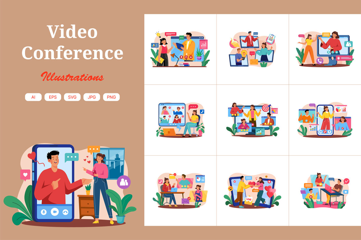 M576_Video Conference Illustration Pack | Deeezy