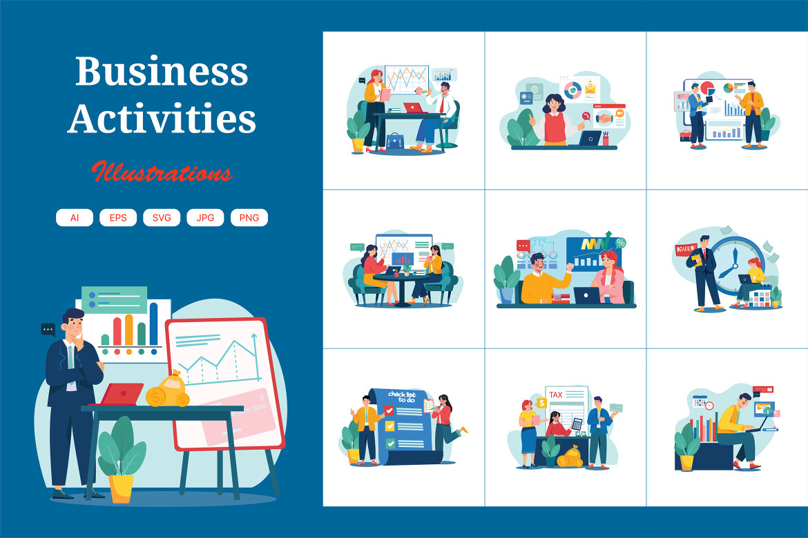 M552_Business Activities Illustration Pack 1 | Deeezy