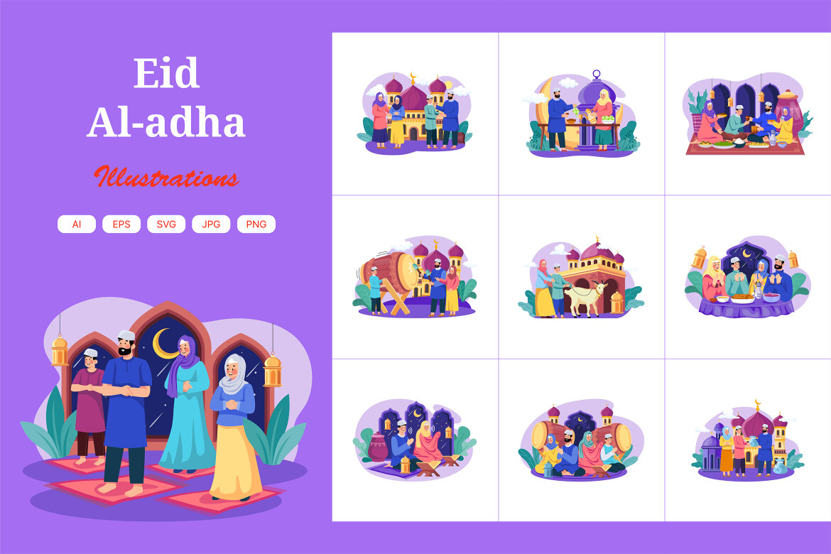 M514_Eid Mubarak Illustration Pack | Deeezy