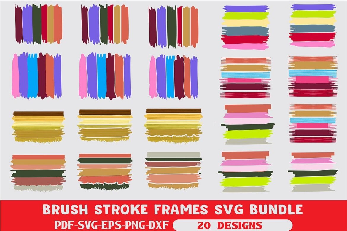BRUSH STROKE FRAMES SVG BUNDLE | Deeezy