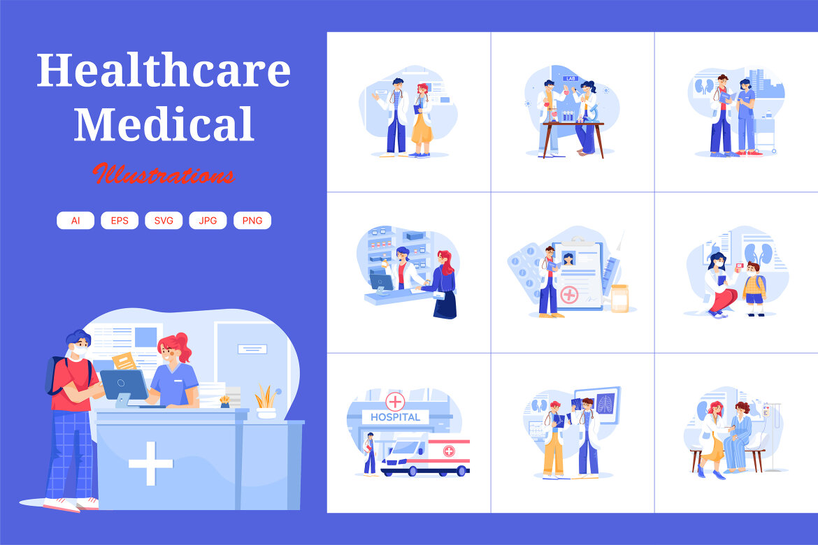 M443_Healthcare & Medical Illustration Pack | Deeezy