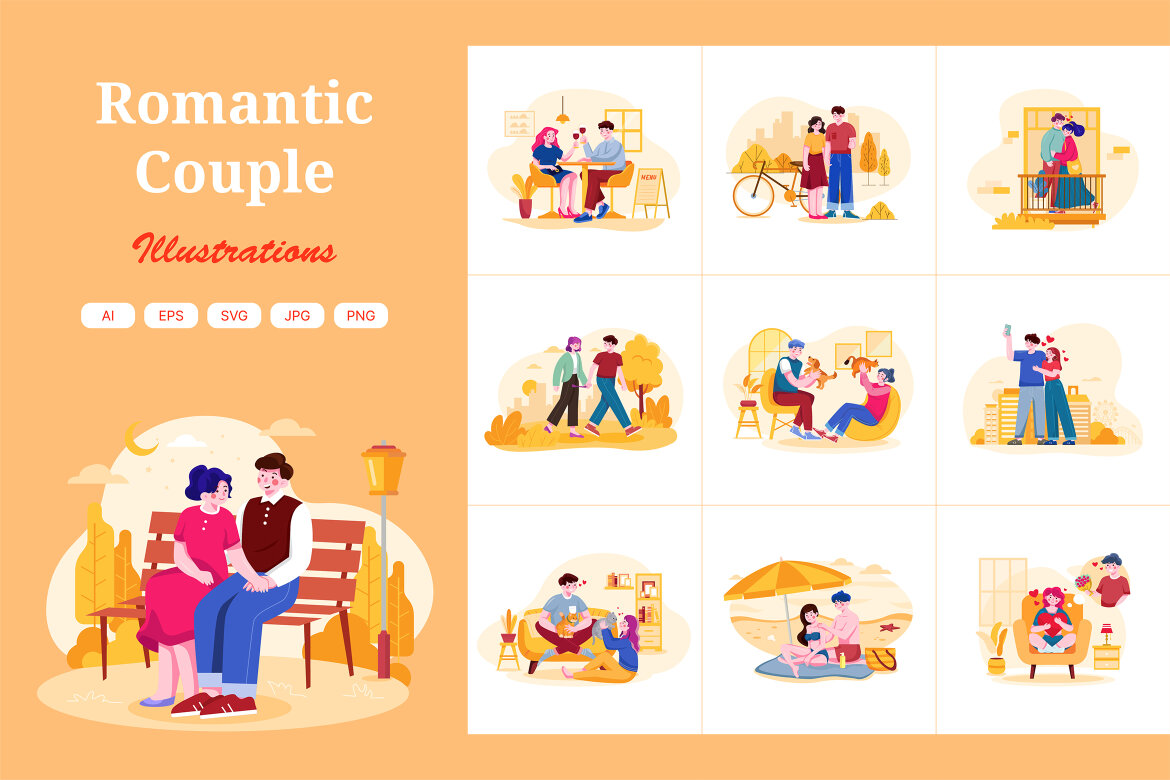 M440_Romantic Couple Illustration Pack | Deeezy