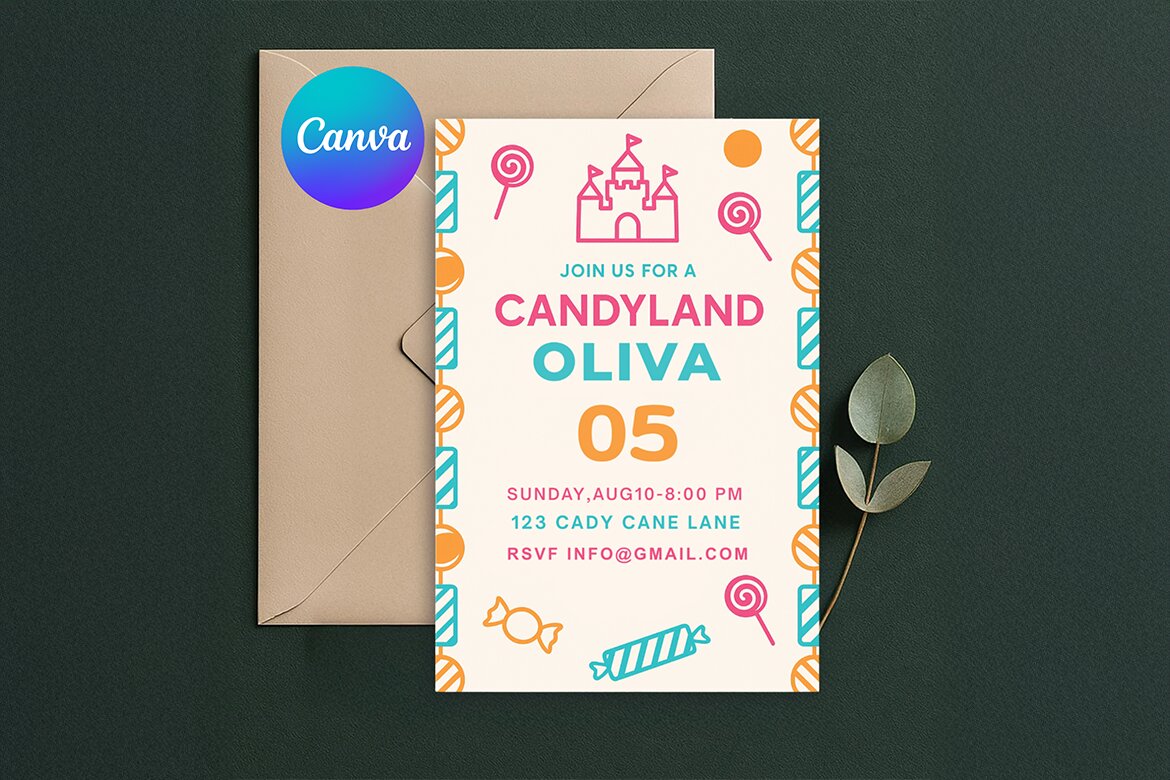 Candyland Birthday Invitation FREE Canva Template | Deeezy