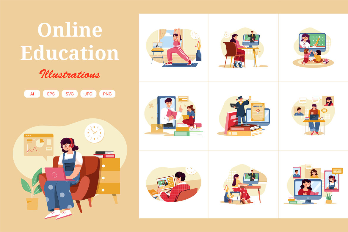M381_Online Education Illustration Pack | Deeezy
