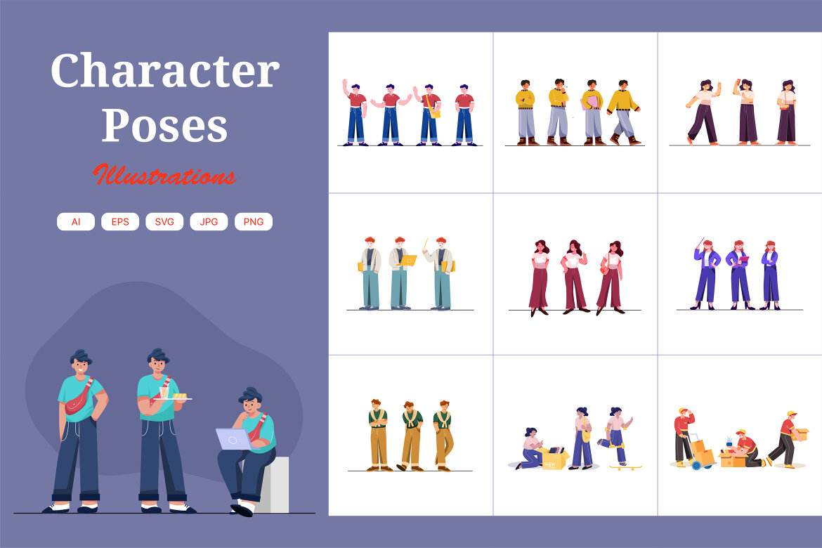 M373_Character Poses Illustration Pack | Deeezy