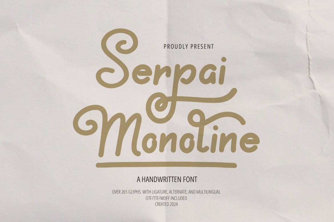 Serpai Monoline | Handwritten Font | Deeezy