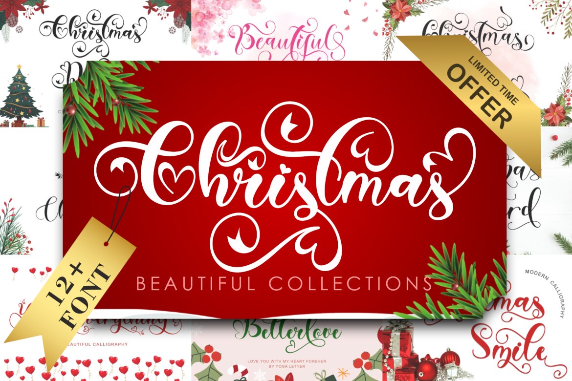 Christmas Beautiful Collections - 12 Fonts | Deeezy