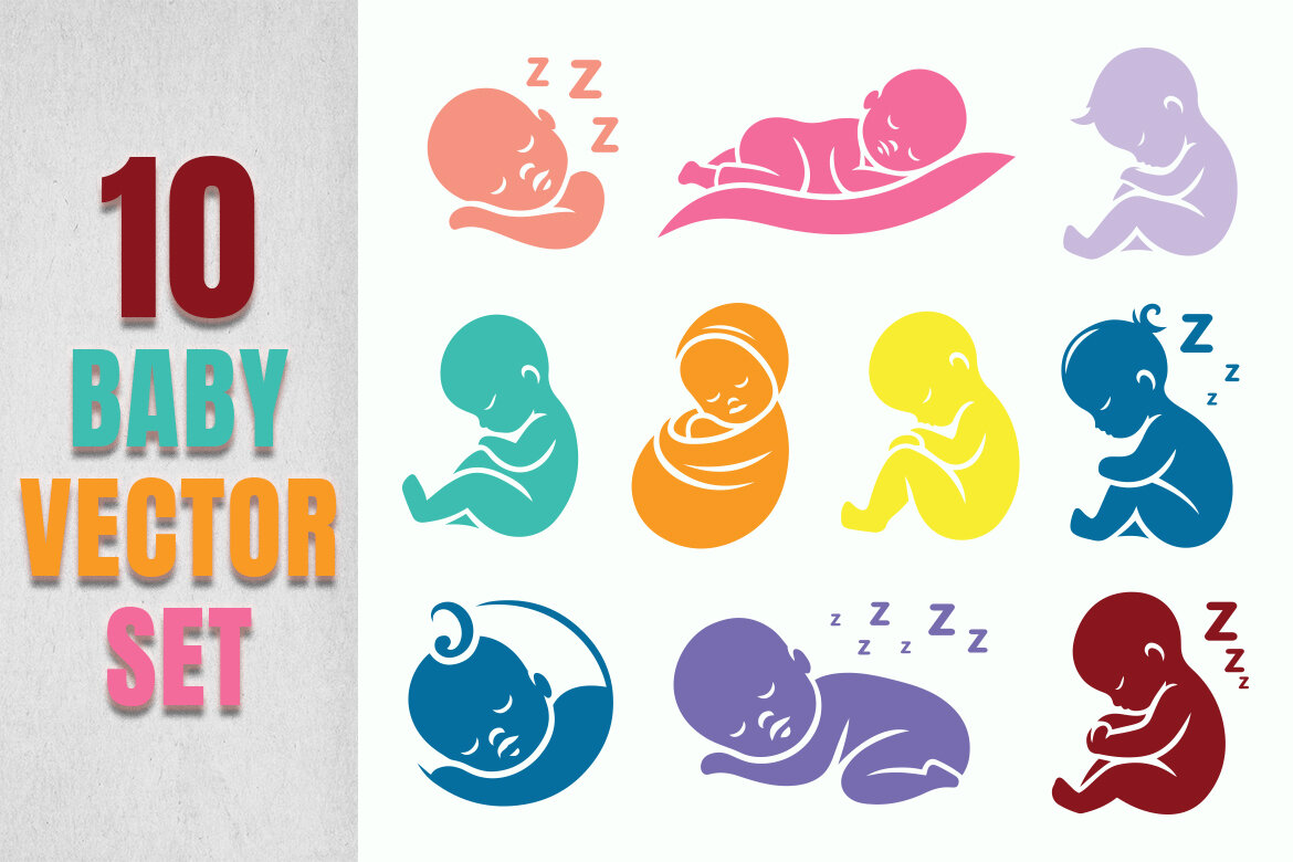 10 Newborn Baby Vector Set | Deeezy