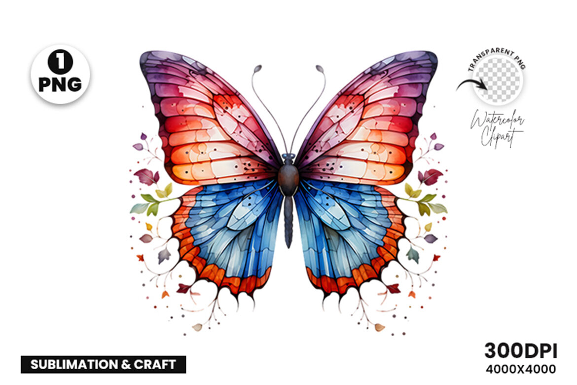 Watercolor Butterfly Clipart Sublimation PNG | Deeezy