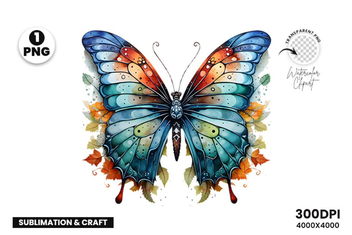 Watercolor Butterfly Clipart Sublimation PNG | Deeezy
