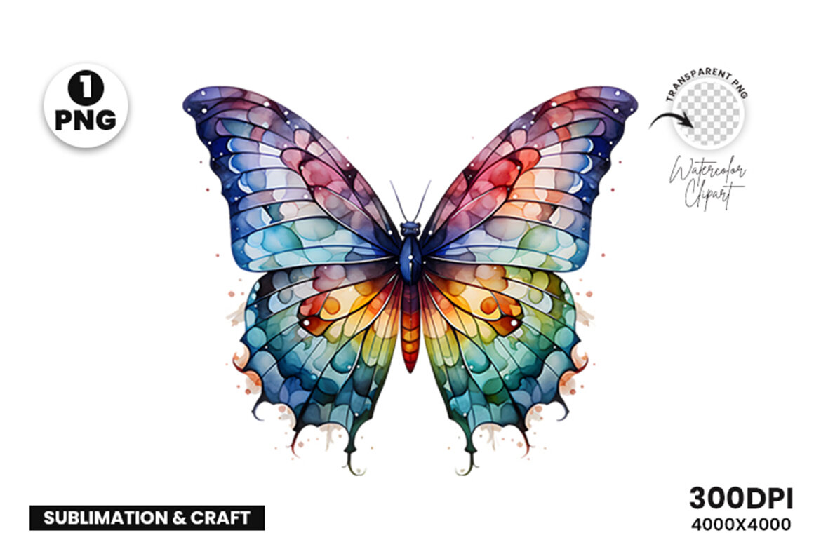 Watercolor Butterfly Clipart Sublimation PNG | Deeezy