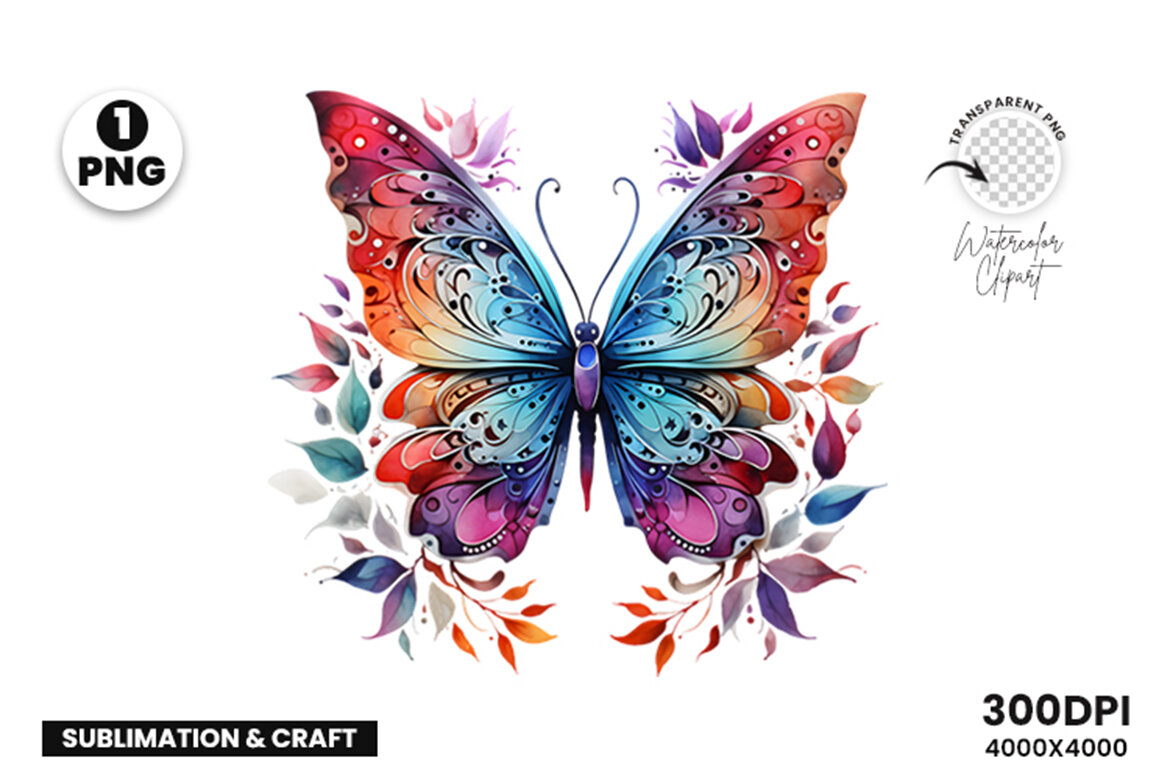 Watercolor Butterfly Clipart Sublimation PNG | Deeezy