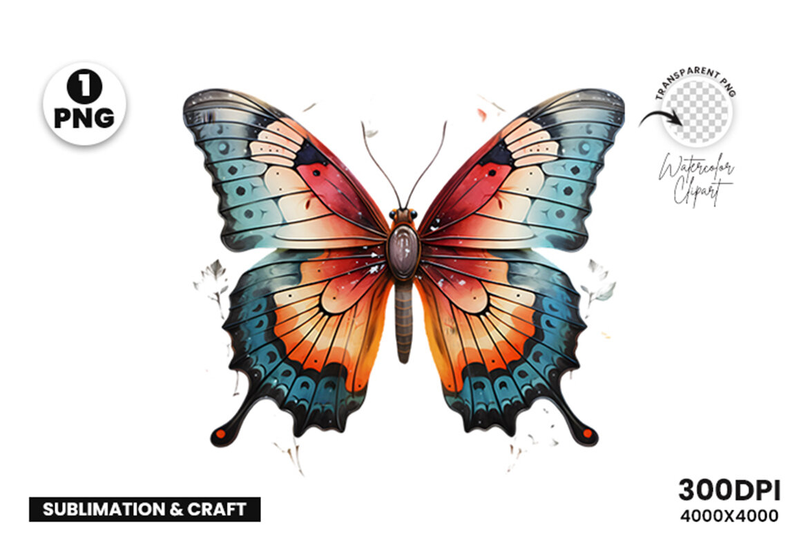 Watercolor Butterfly Clipart Sublimation PNG | Deeezy