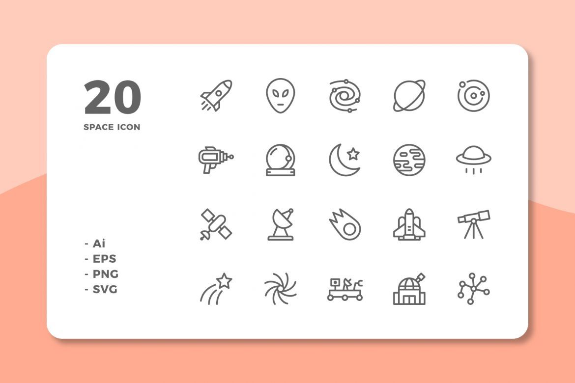 60 Space Icons (3 Style) | Deeezy