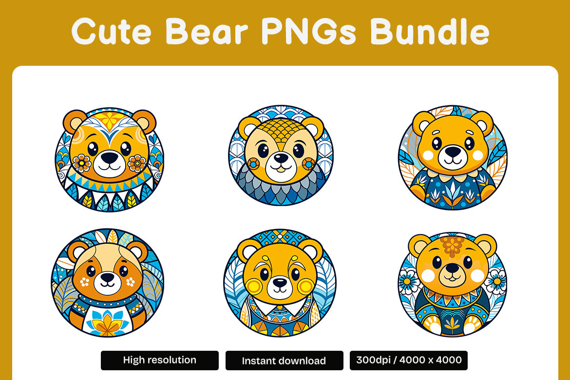 Cute Bear PNGs Bundle | Deeezy