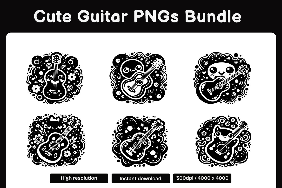 Cute Guitar PNGs bundle | Deeezy