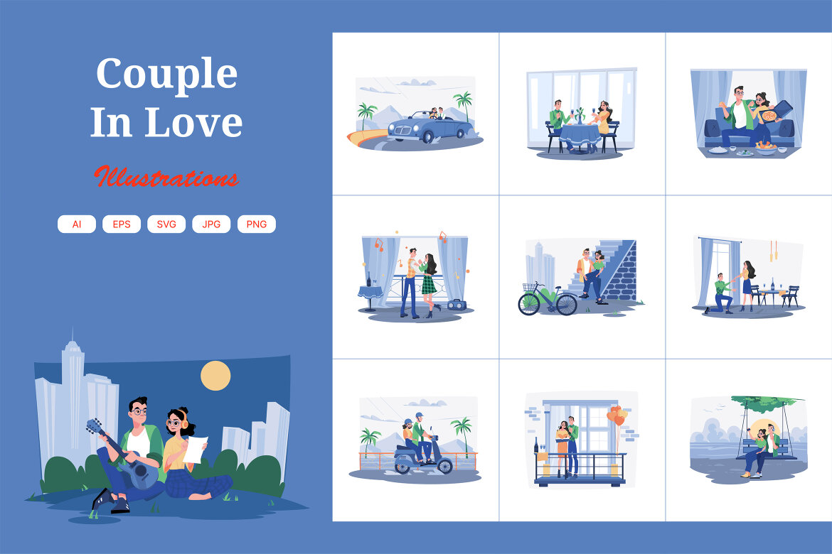 M667_Couple In Love Illustration Pack | Deeezy