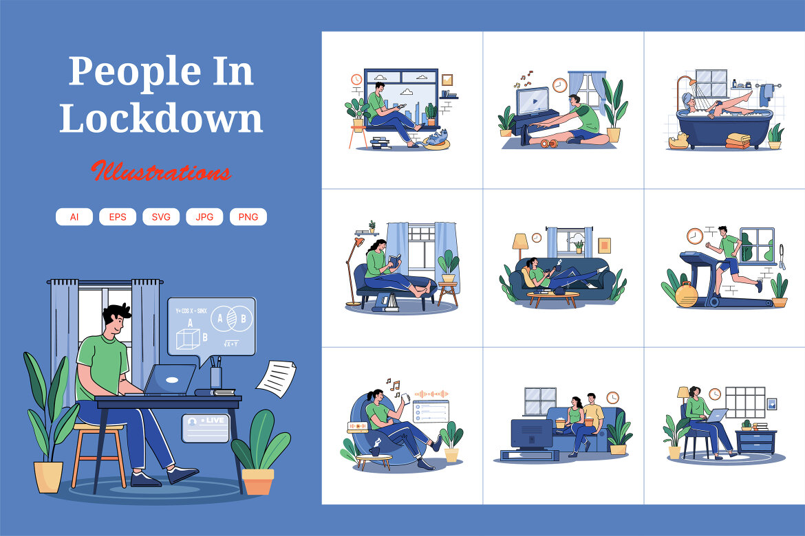 M658_People In Lockdown Illustration Pack | Deeezy