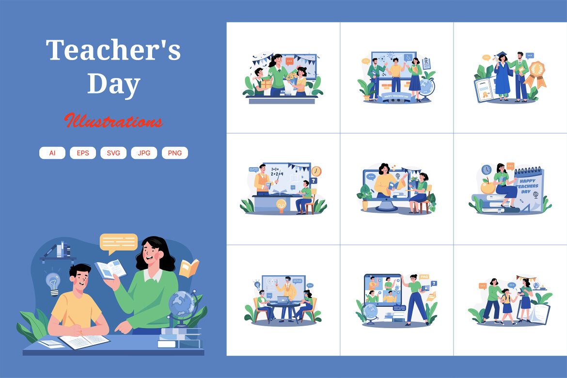 M602_Teacher's Day Illustration Pack | Deeezy