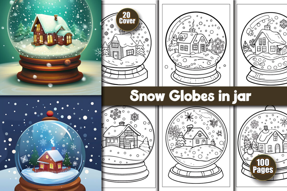 Snow Globes in jar Coloring Pages | Deeezy