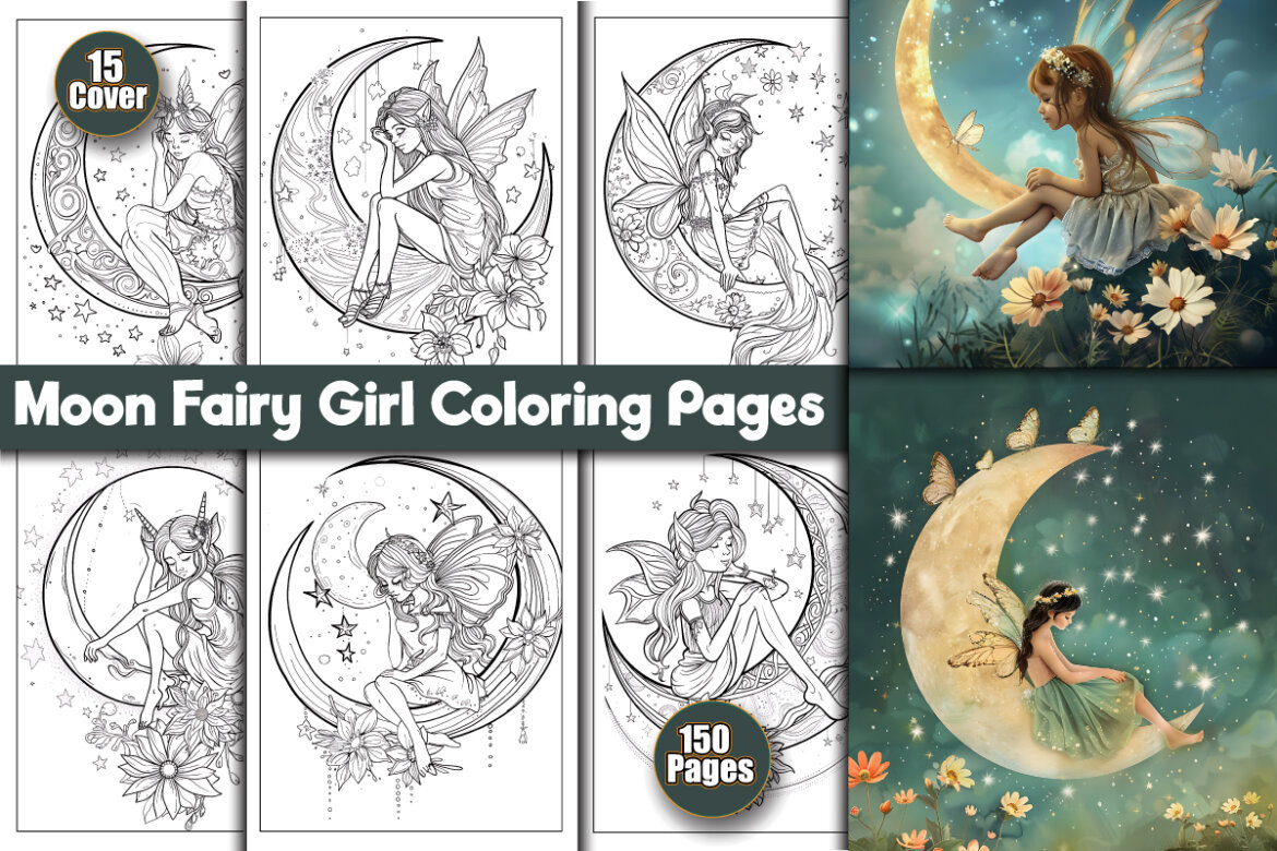 Moon Fairy Girl Coloring Pages | Deeezy