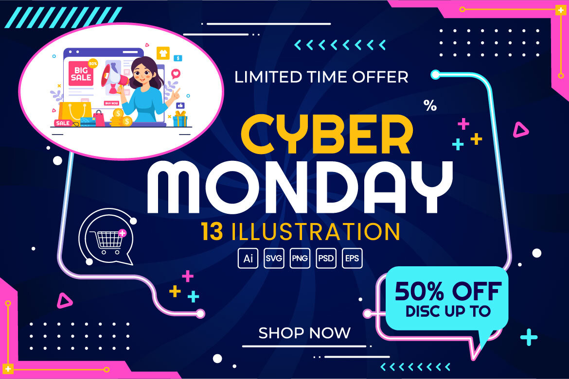 13 Cyber Monday Event FREE Illustrations | Deeezy