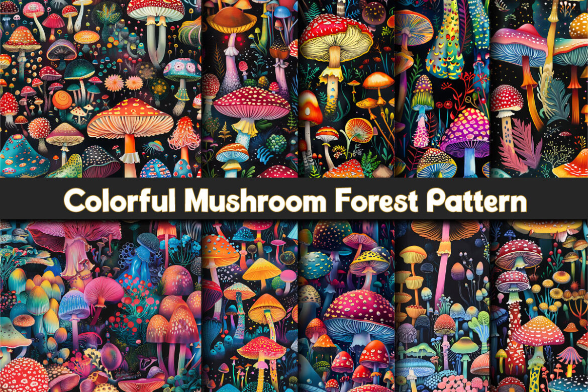Colorful Mushroom Forest Pattern | Deeezy